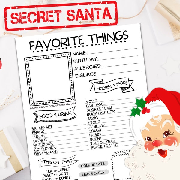 Secret Santa Form and Flyer - Etsy