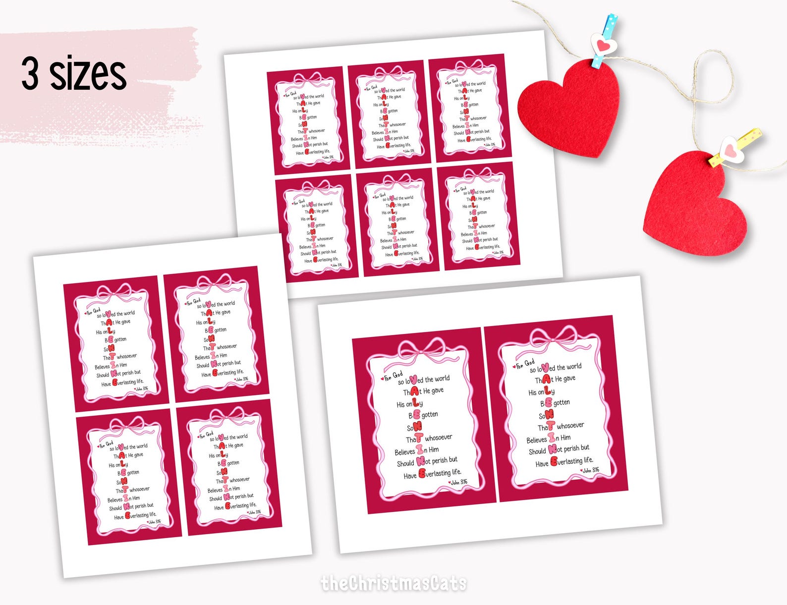 John 3:16 Bible Verse Valentine's Day Cards for Kids, Valentines ...