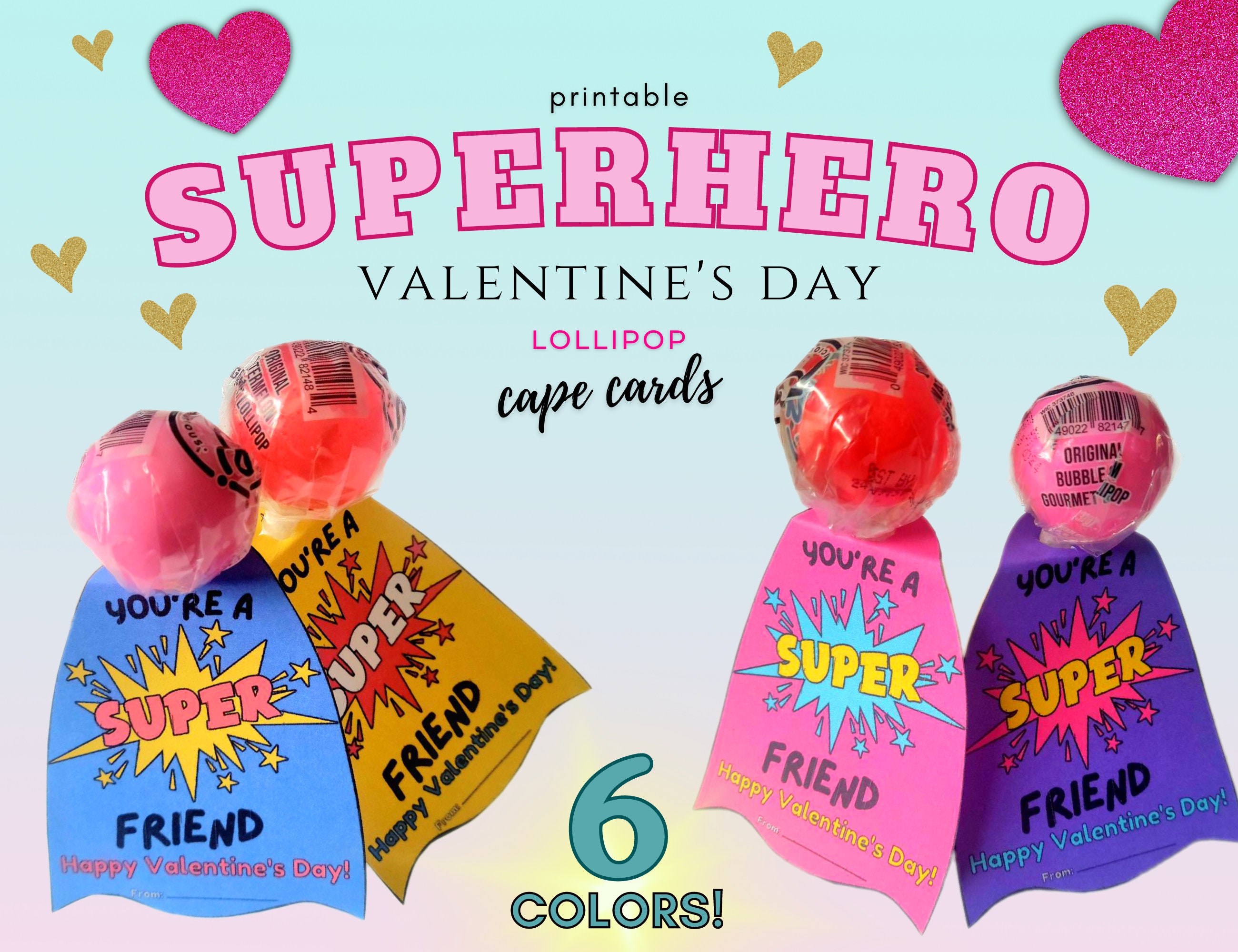 Tootsie Pop Superhero Valentine Template