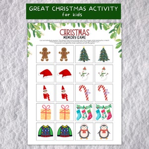 Christmas Memory Game, Kids Memory Christmas Game, Printable Christmas ...