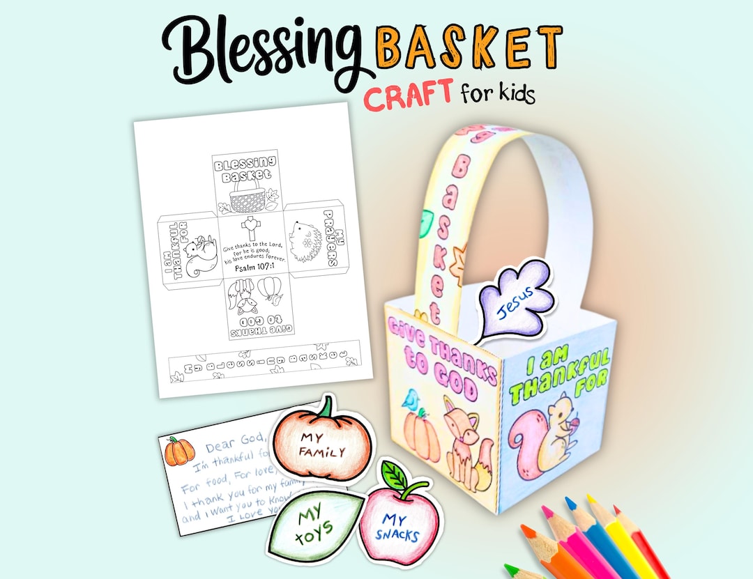 Blessing Basket Paper Craft, Fall Sunday School Lesson for Kids, Basket ...