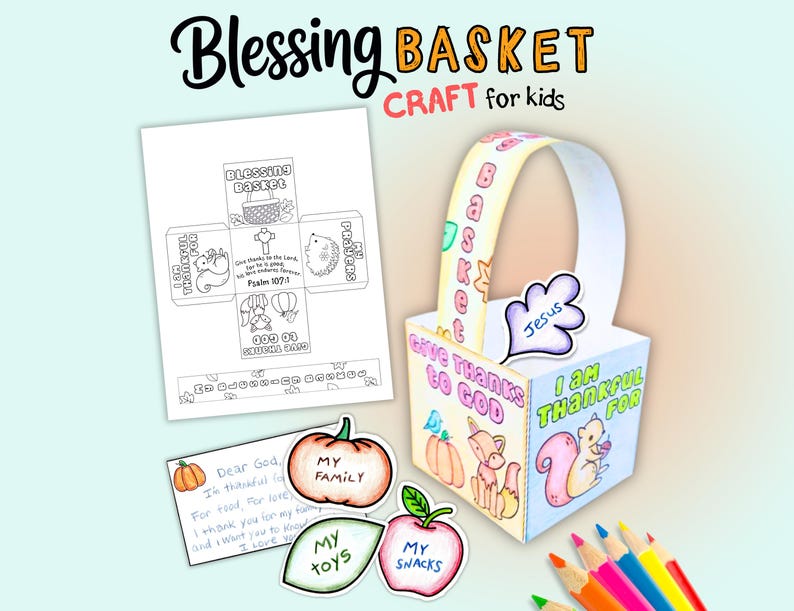 Blessing Basket Paper Craft, Fall Sunday School Lesson for Kids, Basket ...