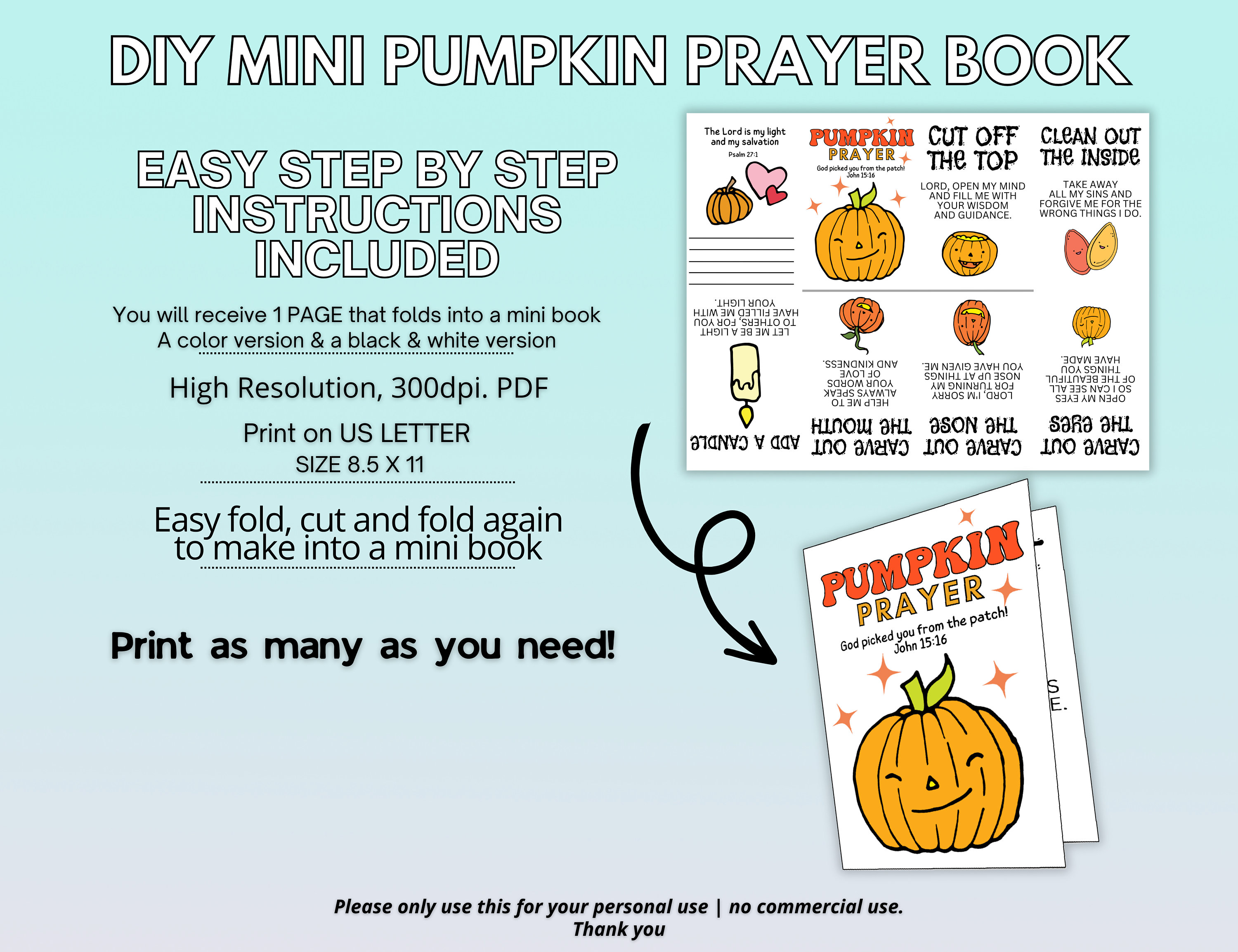 Pumpkin Prayer Christian Halloween Activity, Pumpkin Gospel, Halloween ...