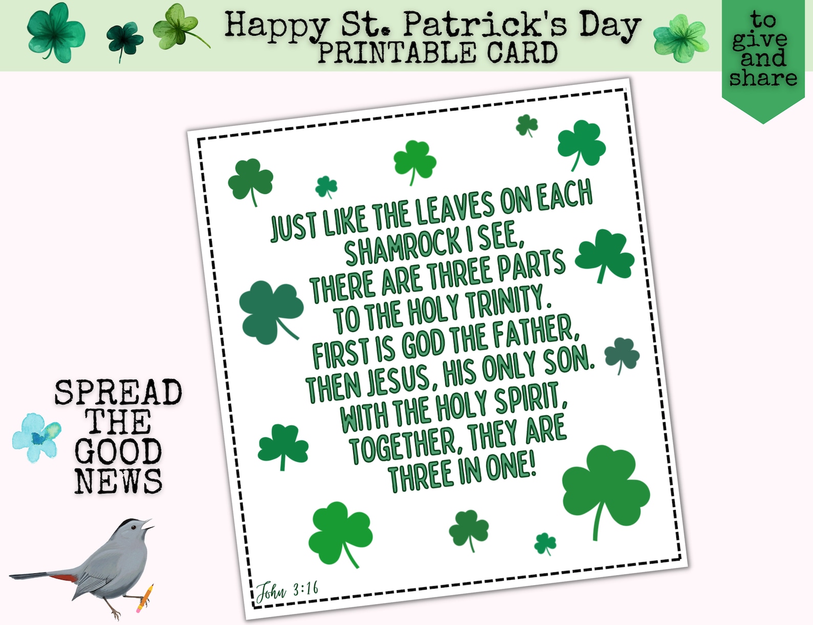 Shamrock Holy Trinity - 2 Corinthians 13:14, St. Patrick's Day Bible ...