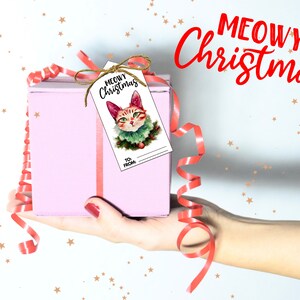 Meowy Christmas Gift Tags, Printable Cat Gift Tags for Christmas, Cat ...