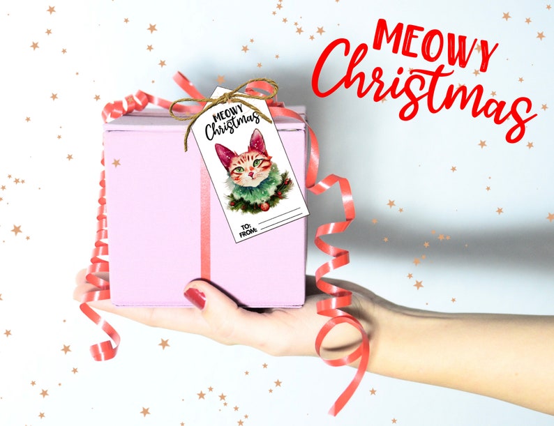 Meowy Christmas Gift Tags Printable Cat Gift Tags for - Etsy
