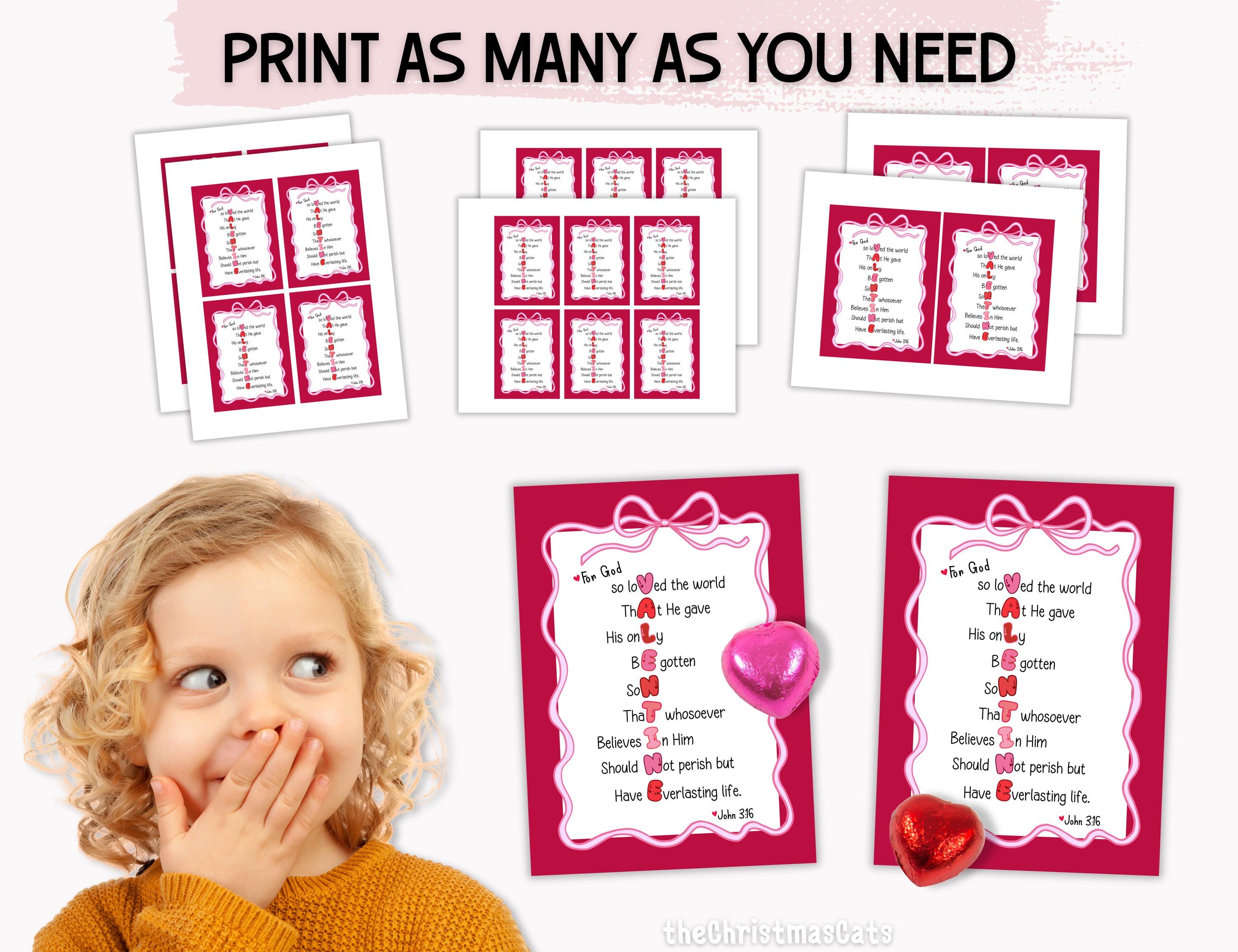 John 3:16 Bible Verse Valentine's Day Cards for Kids, Valentines ...