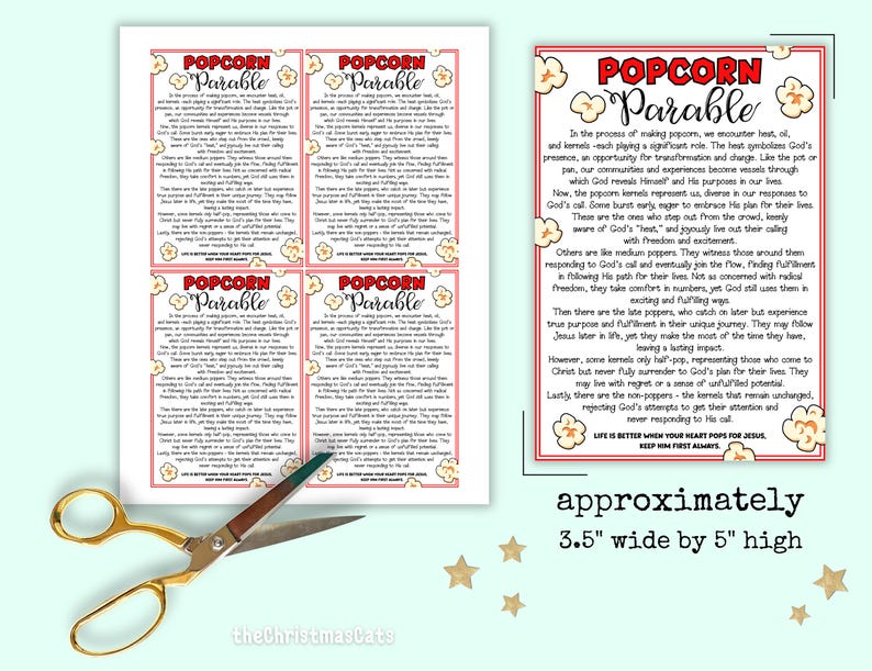 Popcorn Parable Printable, Parable of the Popcorn Lesson, Popcorn ...