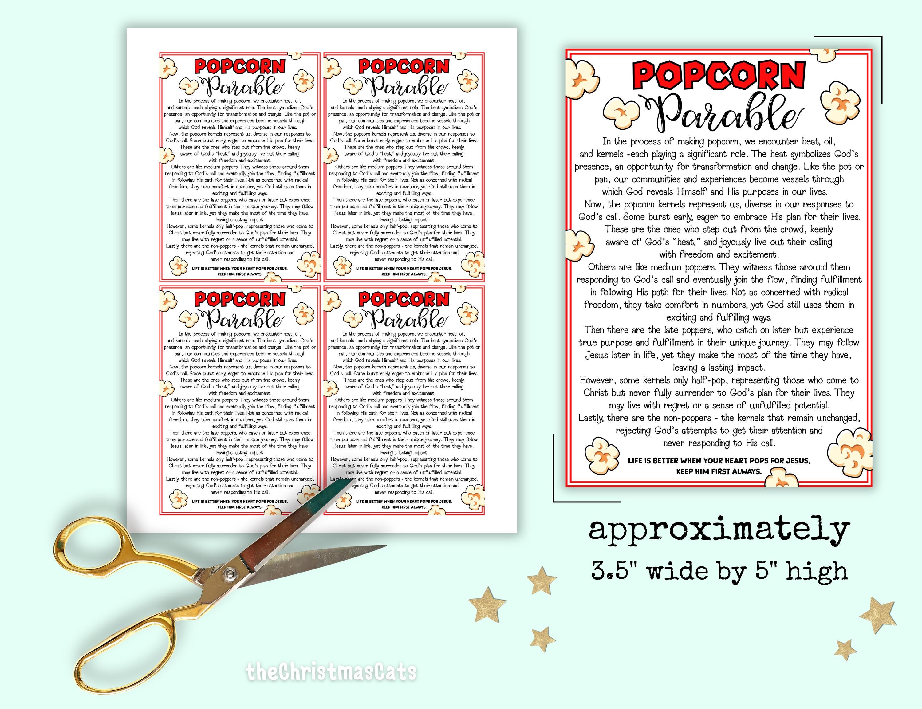 Popcorn Parable Printable, Parable of the Popcorn Lesson, Popcorn ...