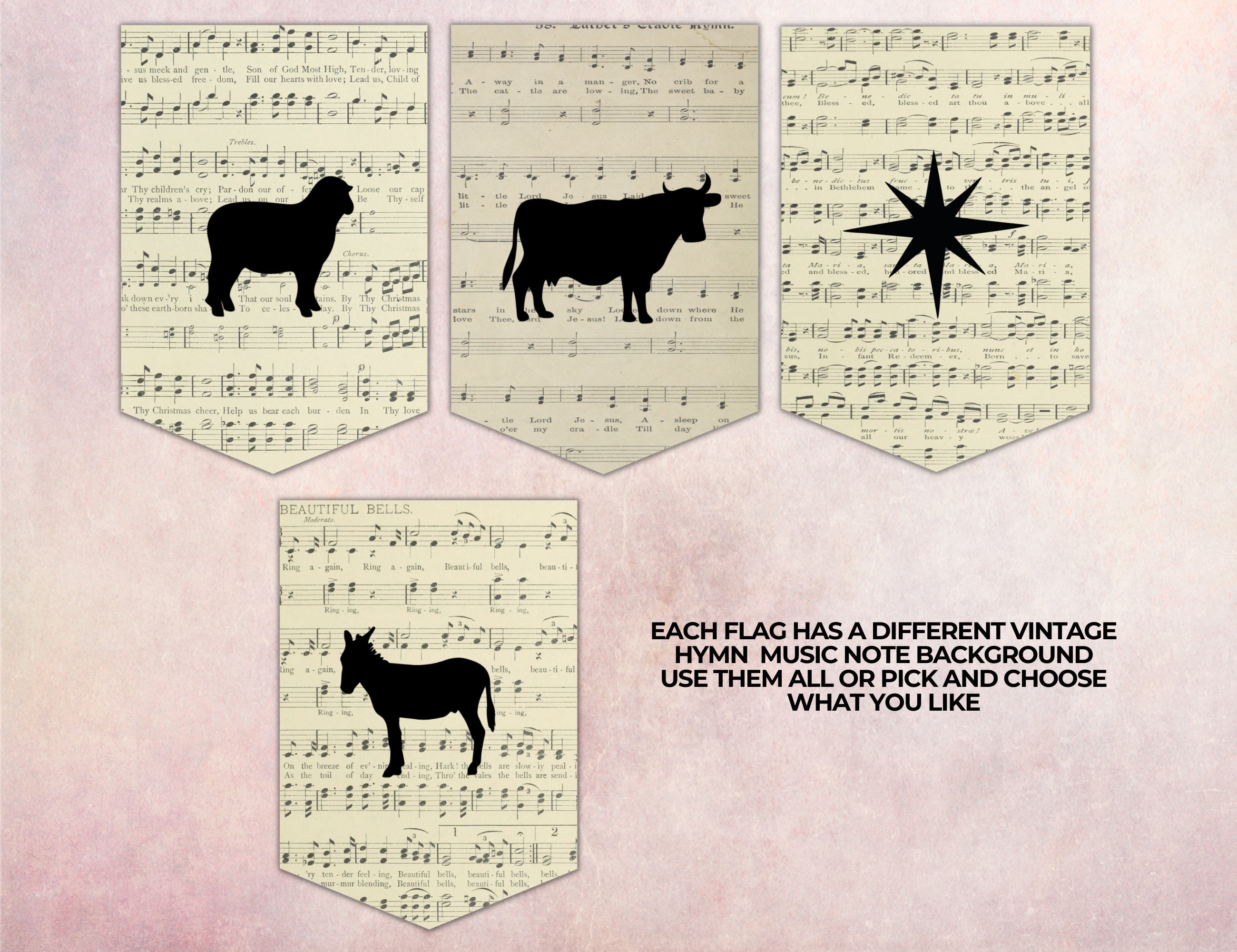 Christmas Nativity Bunting Flags, Christmas Mantle Garland Nativity ...