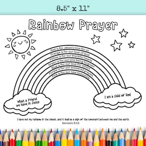 Rainbow Prayer, Rainbow Coloring Sheet, God's Promise to Never Flood ...