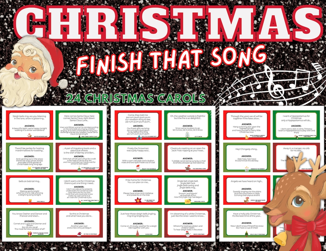Christmas Carol Finish the Lyric Christmas Game, Printable Christmas ...