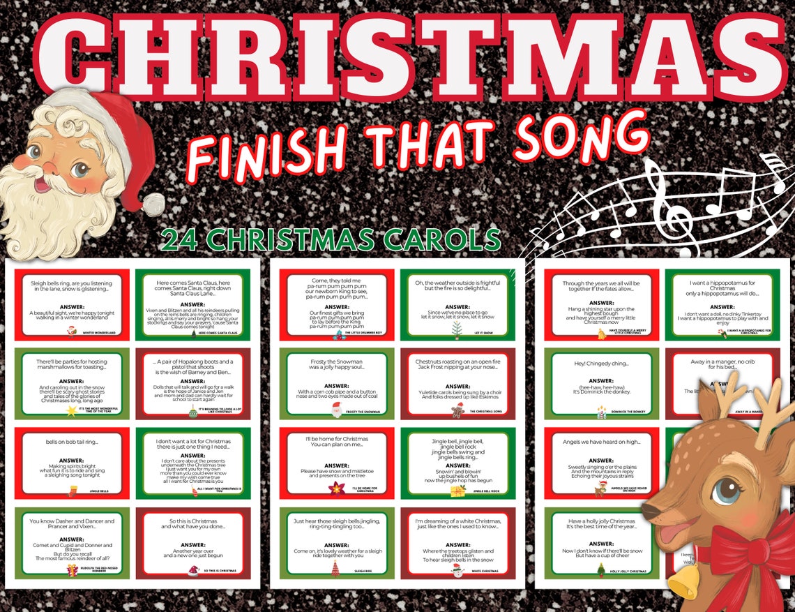 Christmas Carol Finish the Lyric Christmas Game Printable - Etsy