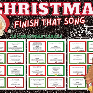 Christmas Carol Finish the Lyric Christmas Game, Printable Christmas ...