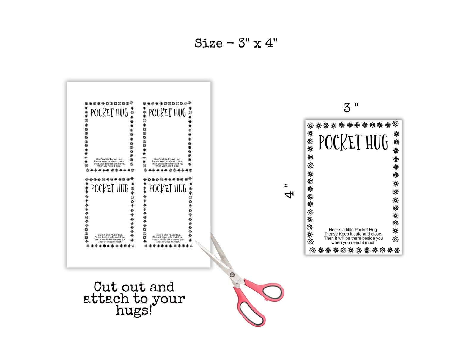 Pocket Hug Cards, Pocket Hug Tags Printable Pocket Hug Token Cards ...