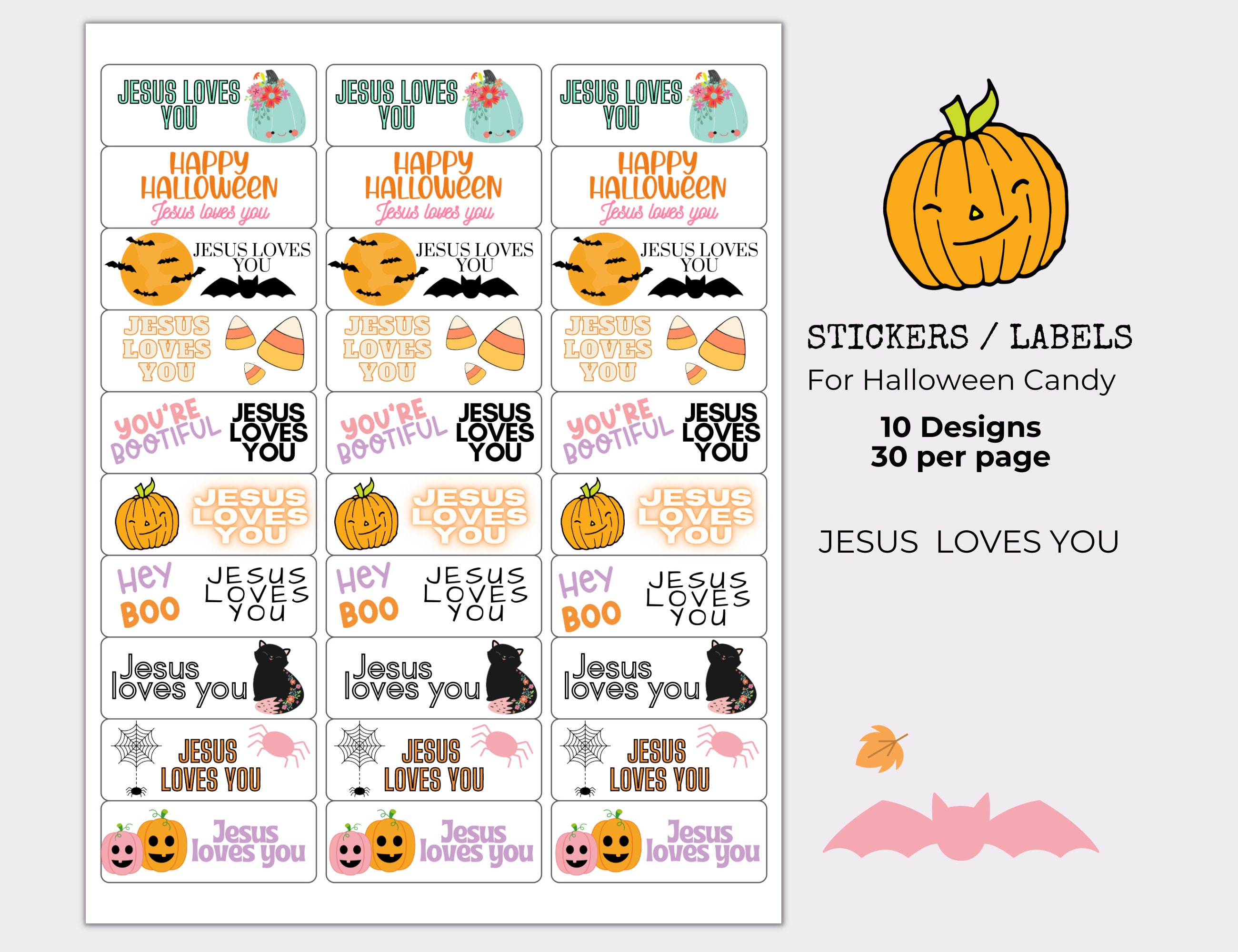 Christian Halloween, Printable Stickers Labels for Candy, Christian ...