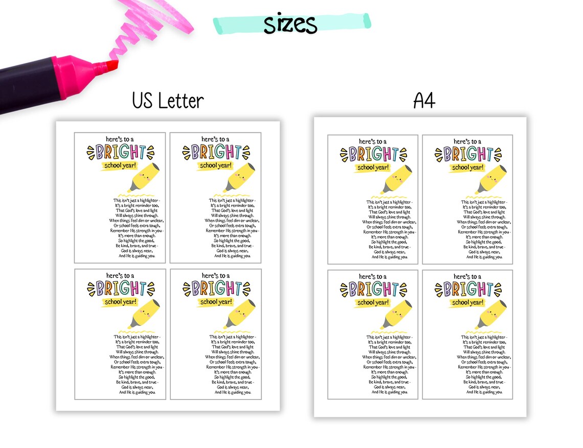 Highlighter Prayer Tags, Back to School Prayer Tag, Highlighter Tags ...
