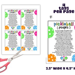 Pickleball Prayer Tags & Card, Printable Pickleball Tags, Pickleball ...