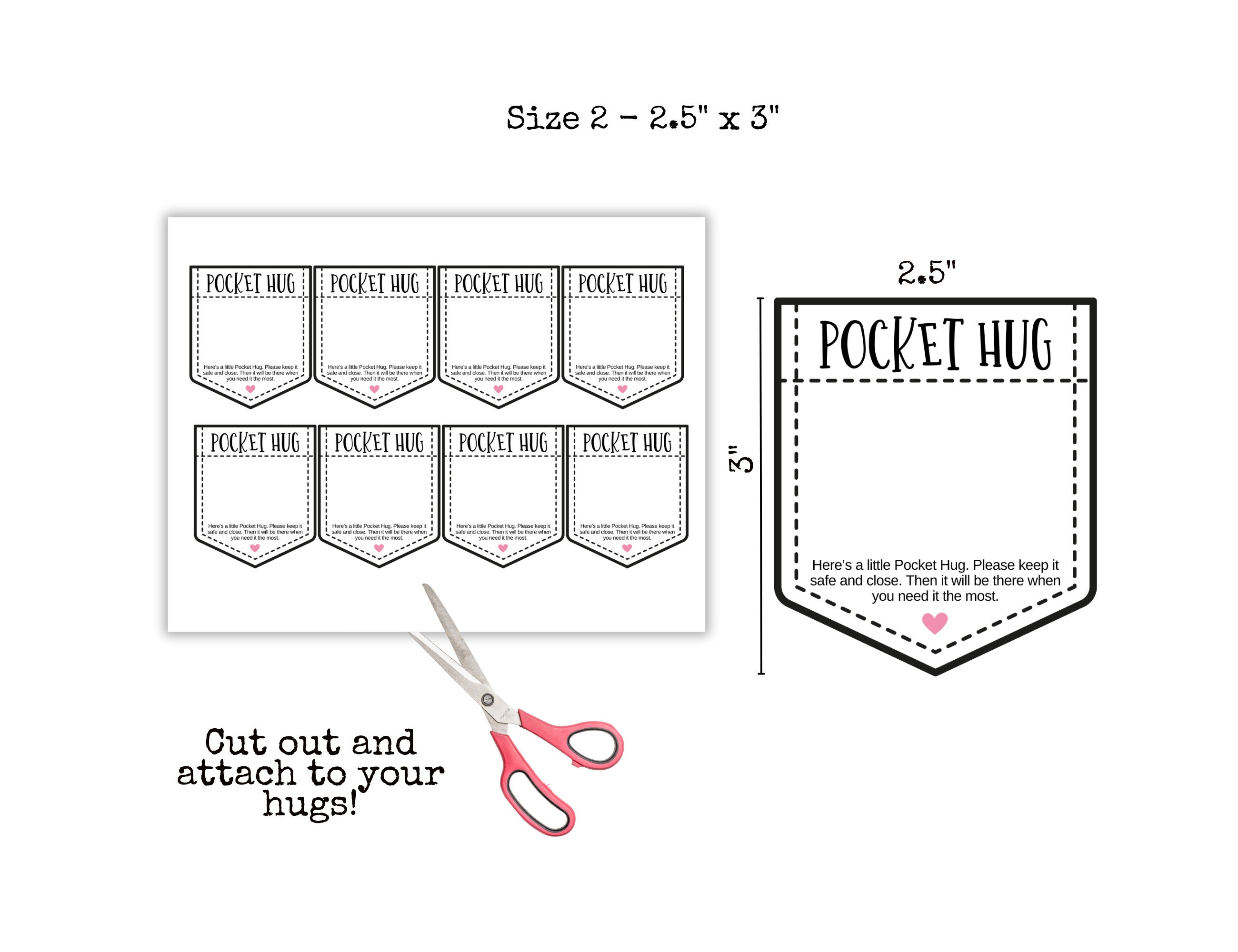 Pocket Hug Cards, Pocket Hug Tags Printable Pocket Hug Token Cards ...