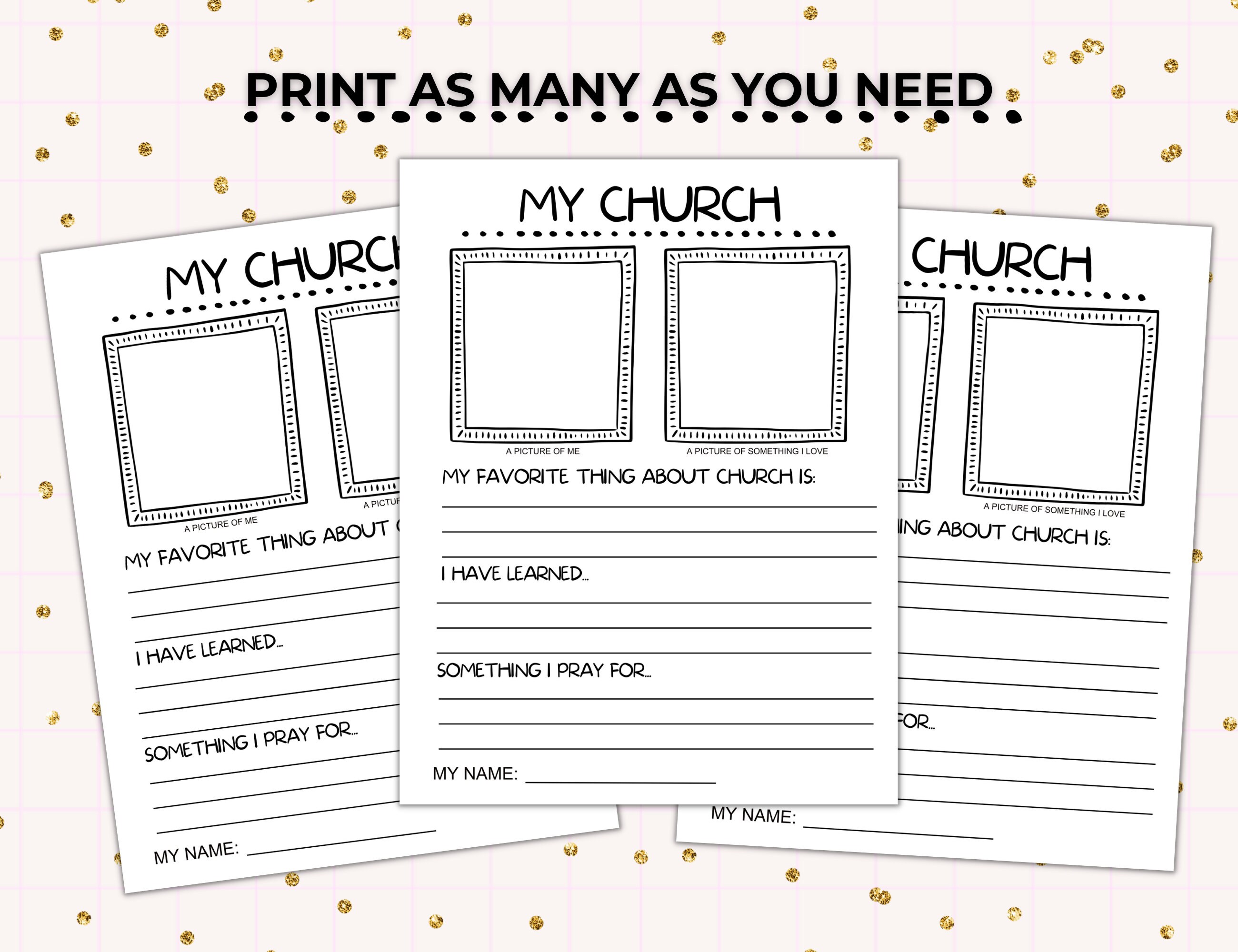 Church Activity Sheet for Sunday School, Church Pastor Gift, Kids ...