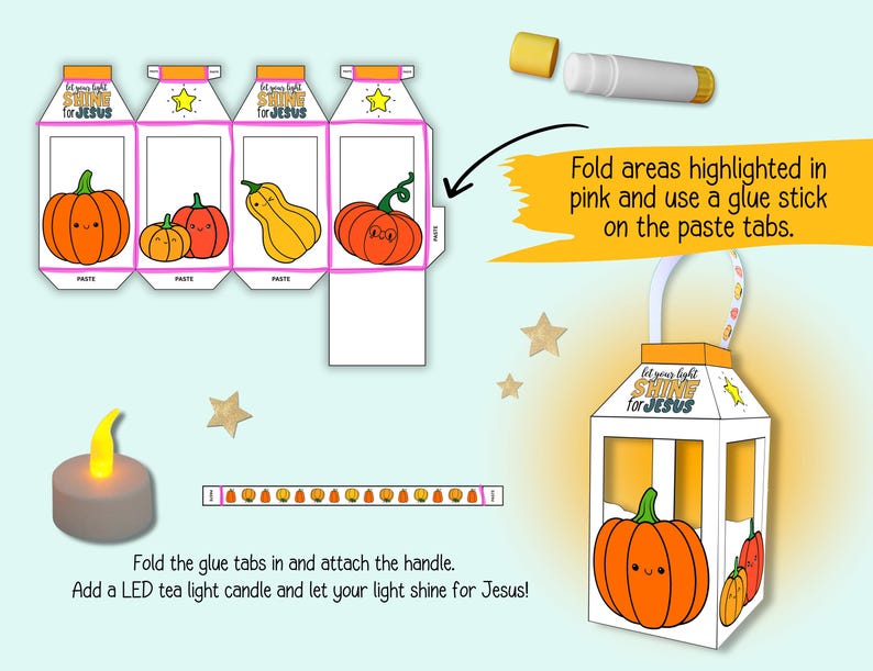 Pumpkin Paper Lantern Lamp for Kids, Let Your Light Shine for Jesus ...