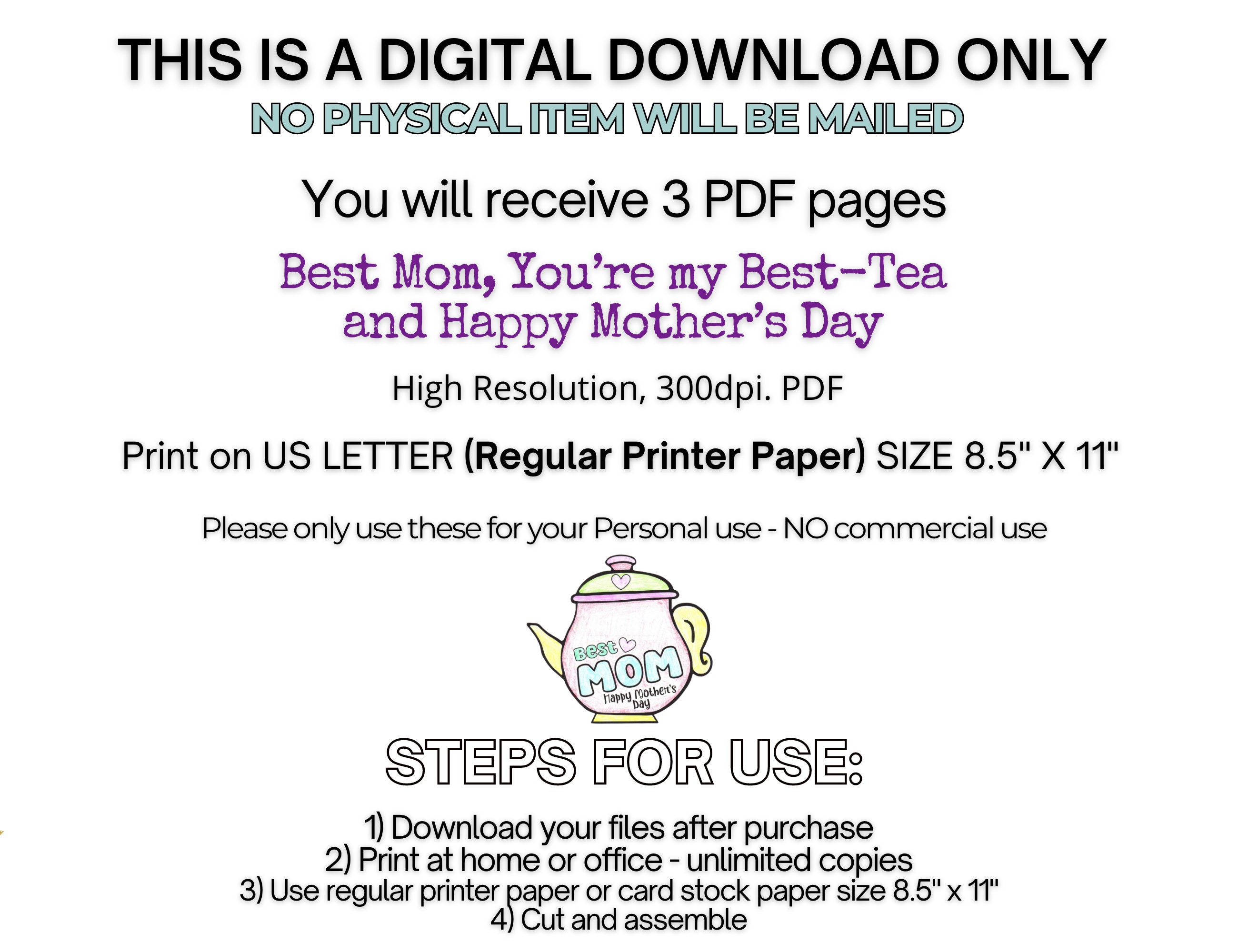 Printable Mother's Day Teapot Craft Kids Activity Tea Lover Gift for ...