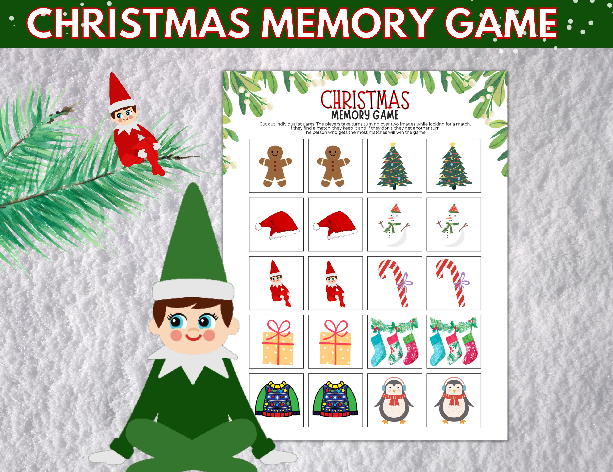 Christmas Memory Game Kids Memory Christmas Game Printable - Etsy