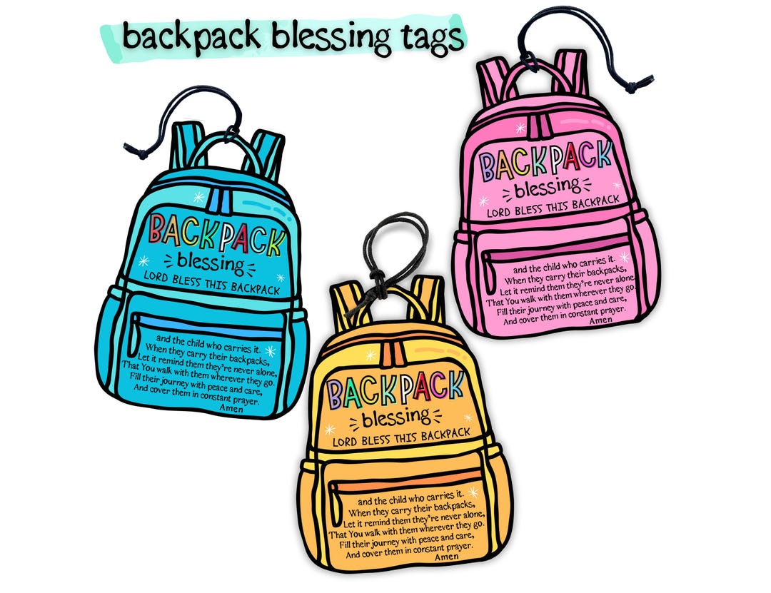 Backpack Blessing Tags, Blessings of the Backpacks, Back to School ...