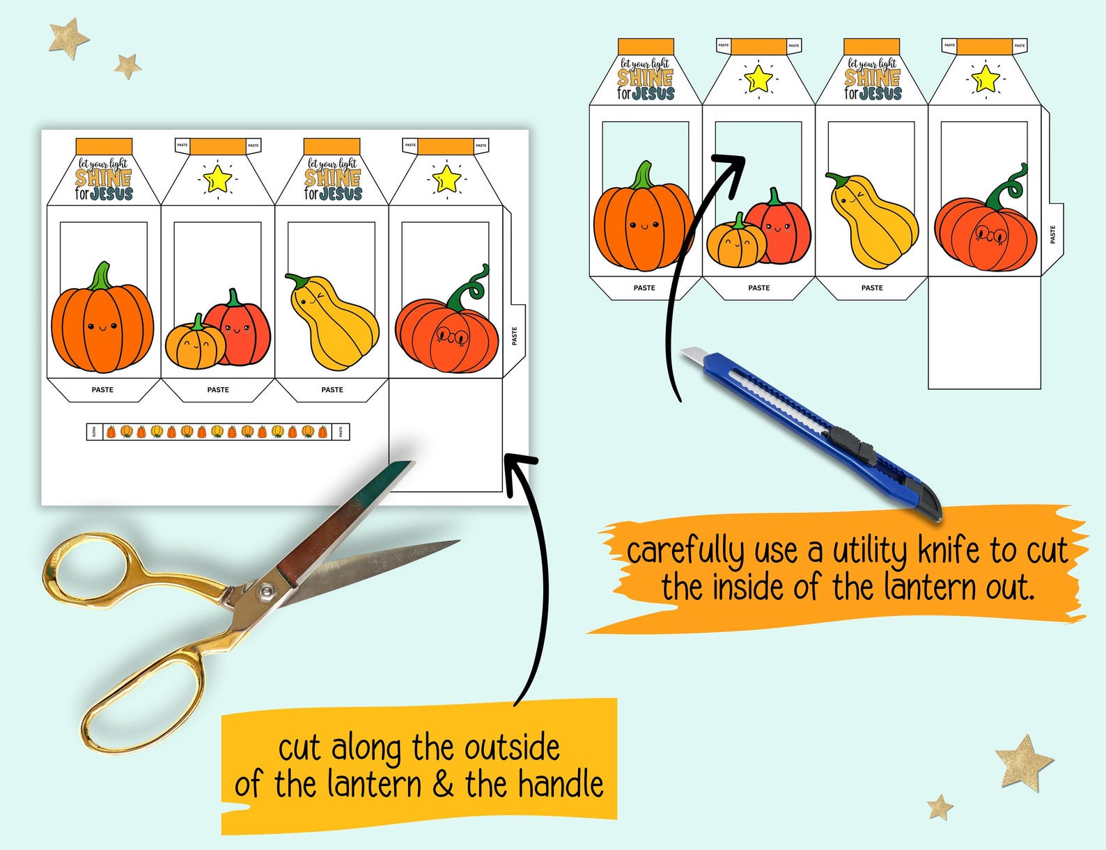 Pumpkin Paper Lantern Lamp for Kids, Let Your Light Shine for Jesus ...