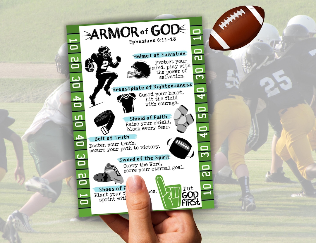 Armor of God Sports Card for Football, Christian Sports Prayer for Kids ...