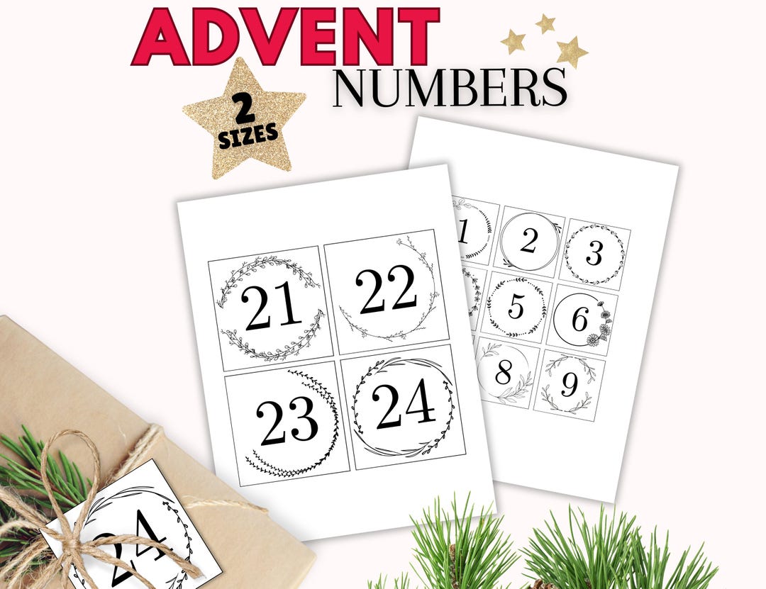 Advent Calendar Numbers, Advent Calendar Card, Advent Number, Printable ...