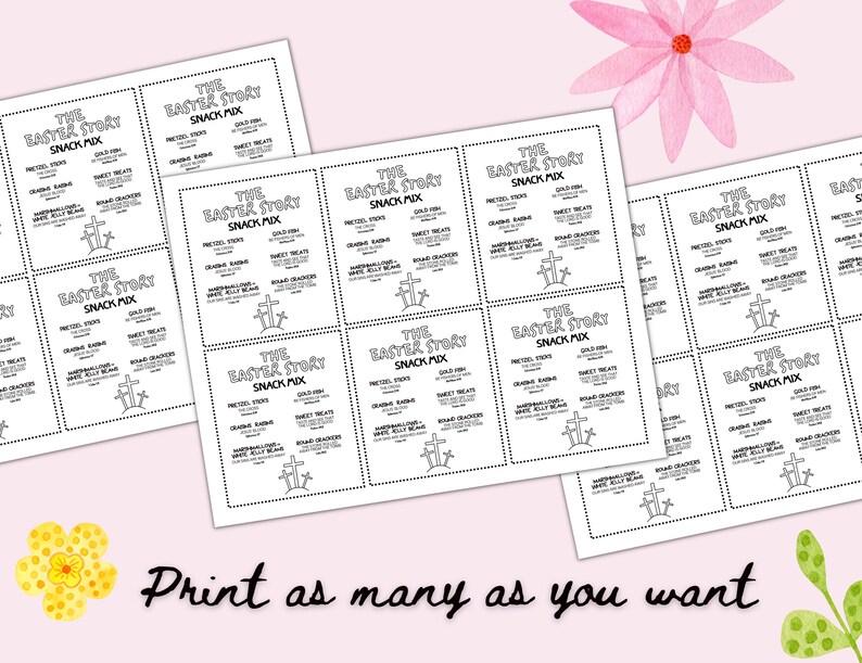 The Easter Story Snack Mix Printable Tag, Easter Treat Handout for Kids ...