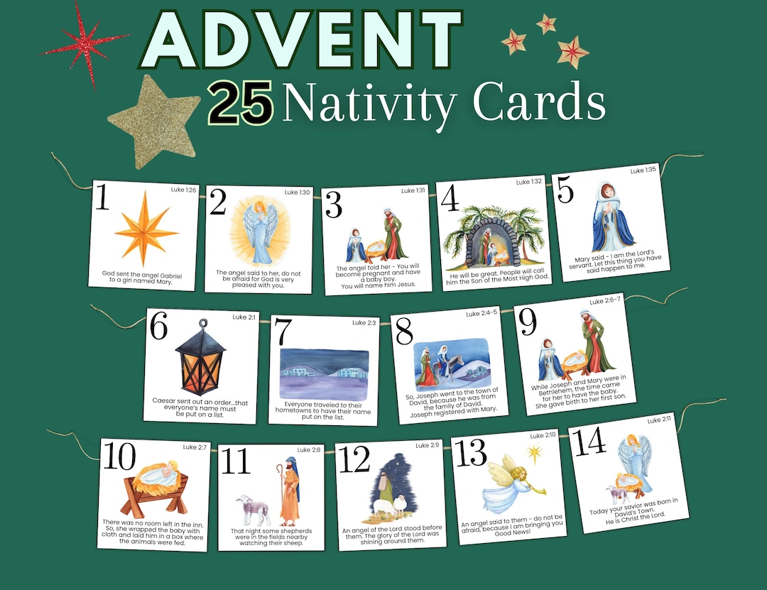 Advent Scripture Cards, Nativity Advent Calendar, Advent Nativity Cards ...