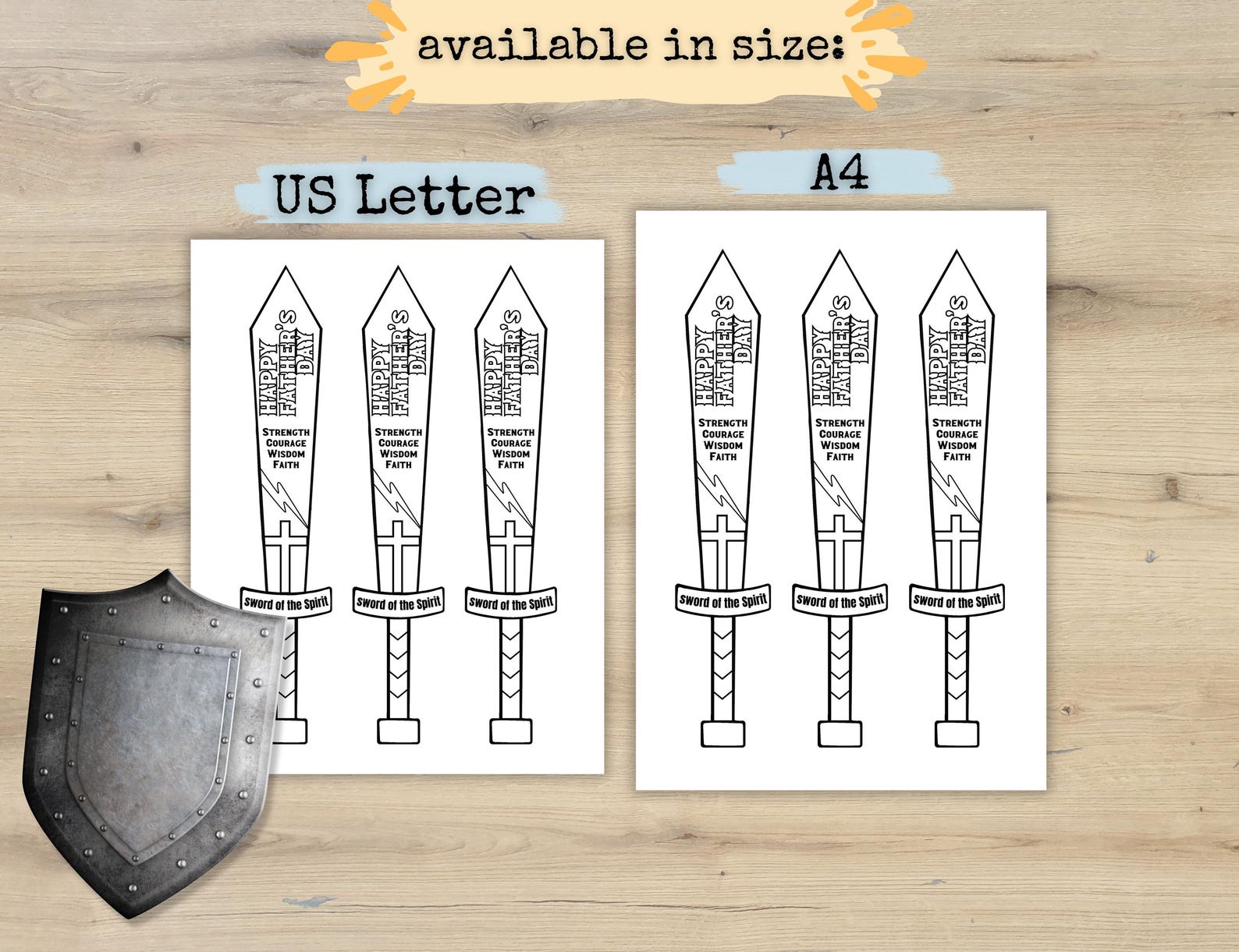 Sword of the Spirit Father's Day Bookmarks, Printable Sword Bookmark ...