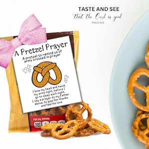 Pretzel Prayer Poem Gift Tags for Kids Church, Christian Summer Camp ...