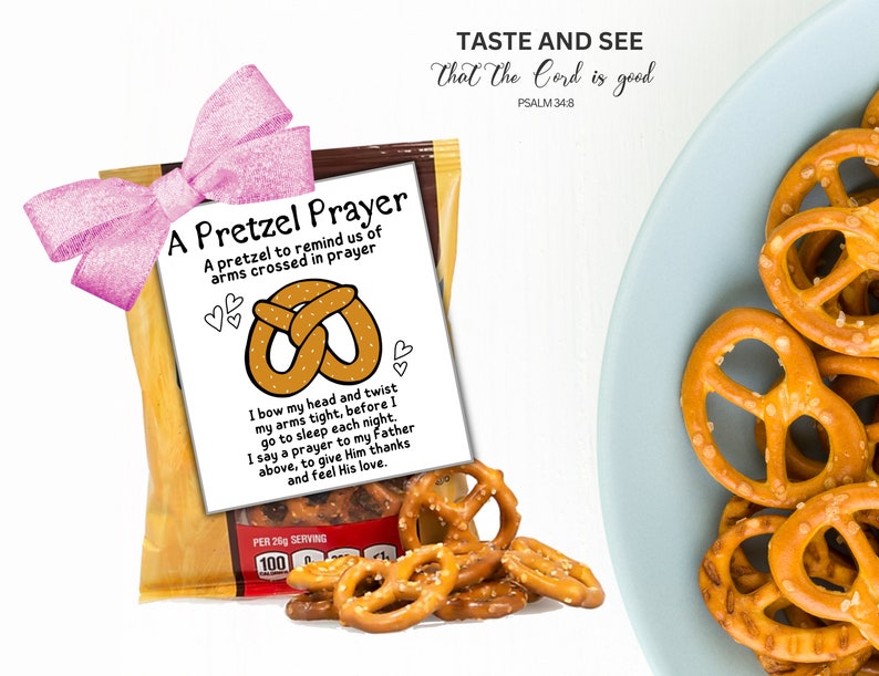 Pretzel Prayer Poem Gift Tags for Kids Church, Christian Summer Camp ...