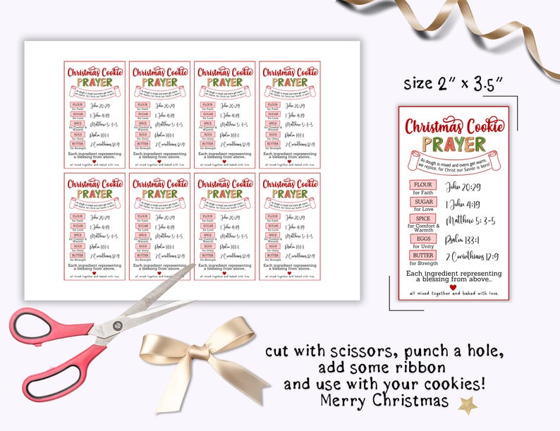 Christmas Prayer Tags for Tray of Cookies, Christmas Cookie Gift Tag ...