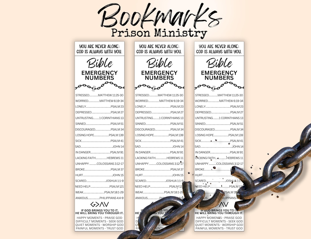 Prison Ministry Bible Verse Bookmarks, Jail Ministry, Bible Emergency ...