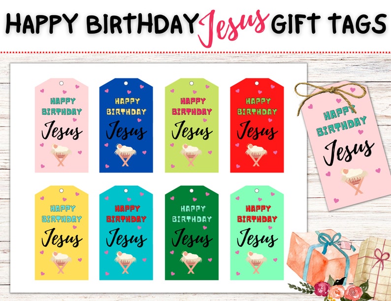 Happy Birthday Jesus Christmas Gift Tags for Christian - Etsy