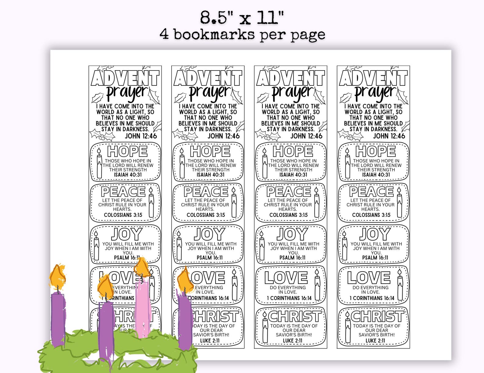 Advent Coloring Bookmarks, Advent Bookmarks. Christmas Coloring ...