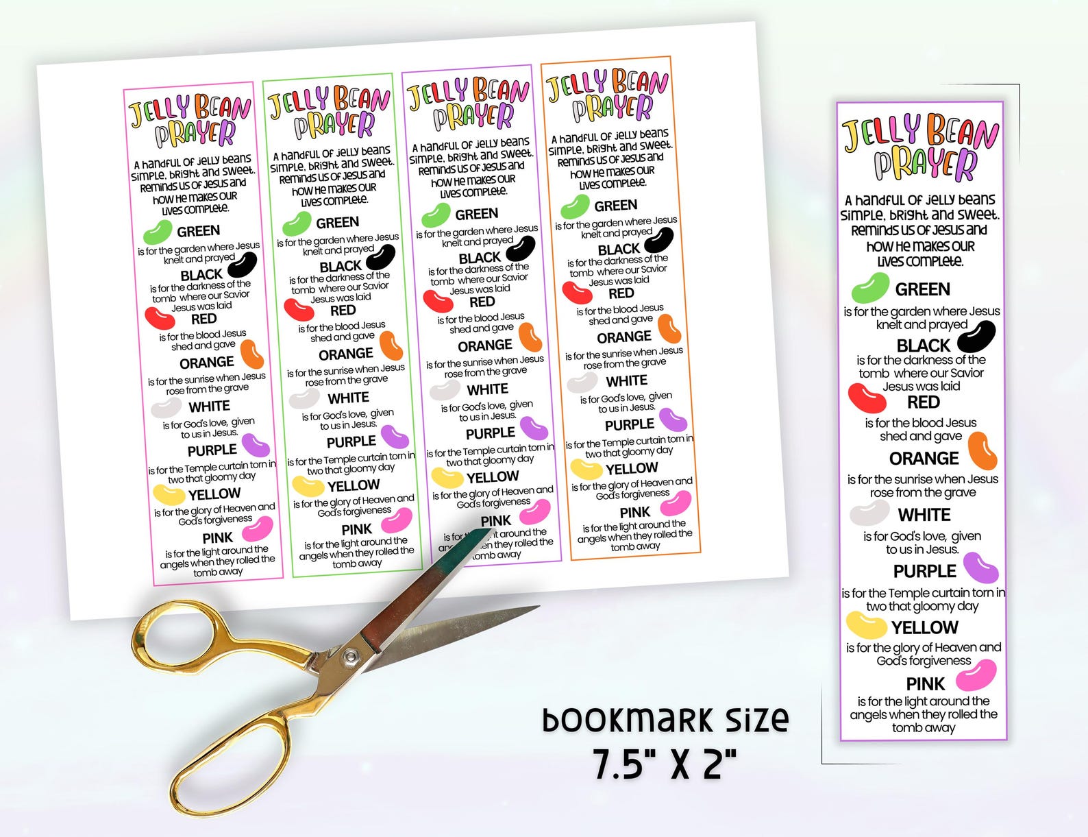 Jelly Bean Prayer, Jelly Bean Poem Printables, Easter Bookmarks for ...