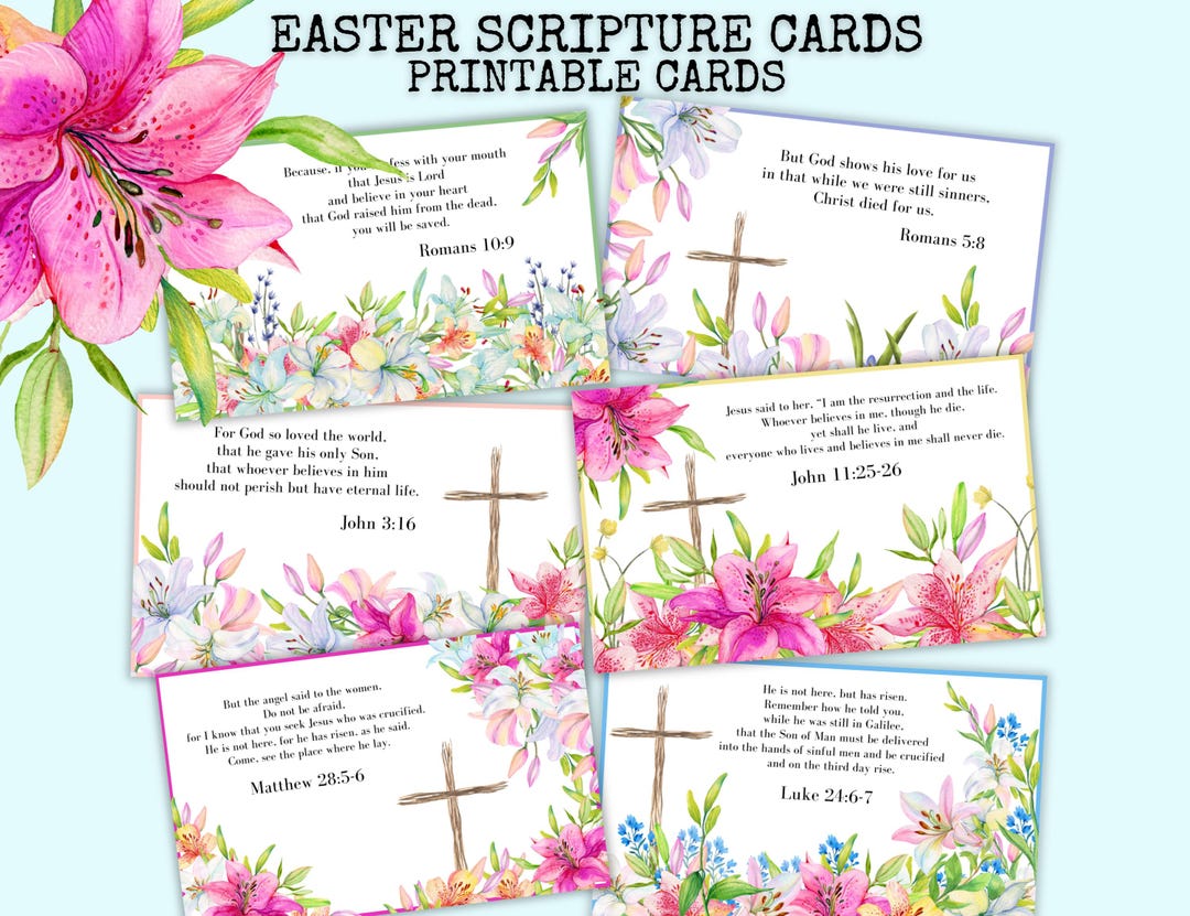 Easter Scripture Cards Christian Easter Bible Verse Card, Easter Sunday ...