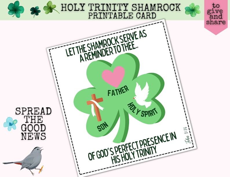 Shamrock Holy Trinity St. Patrick's Day Bible Verse Cards, Father, Son ...