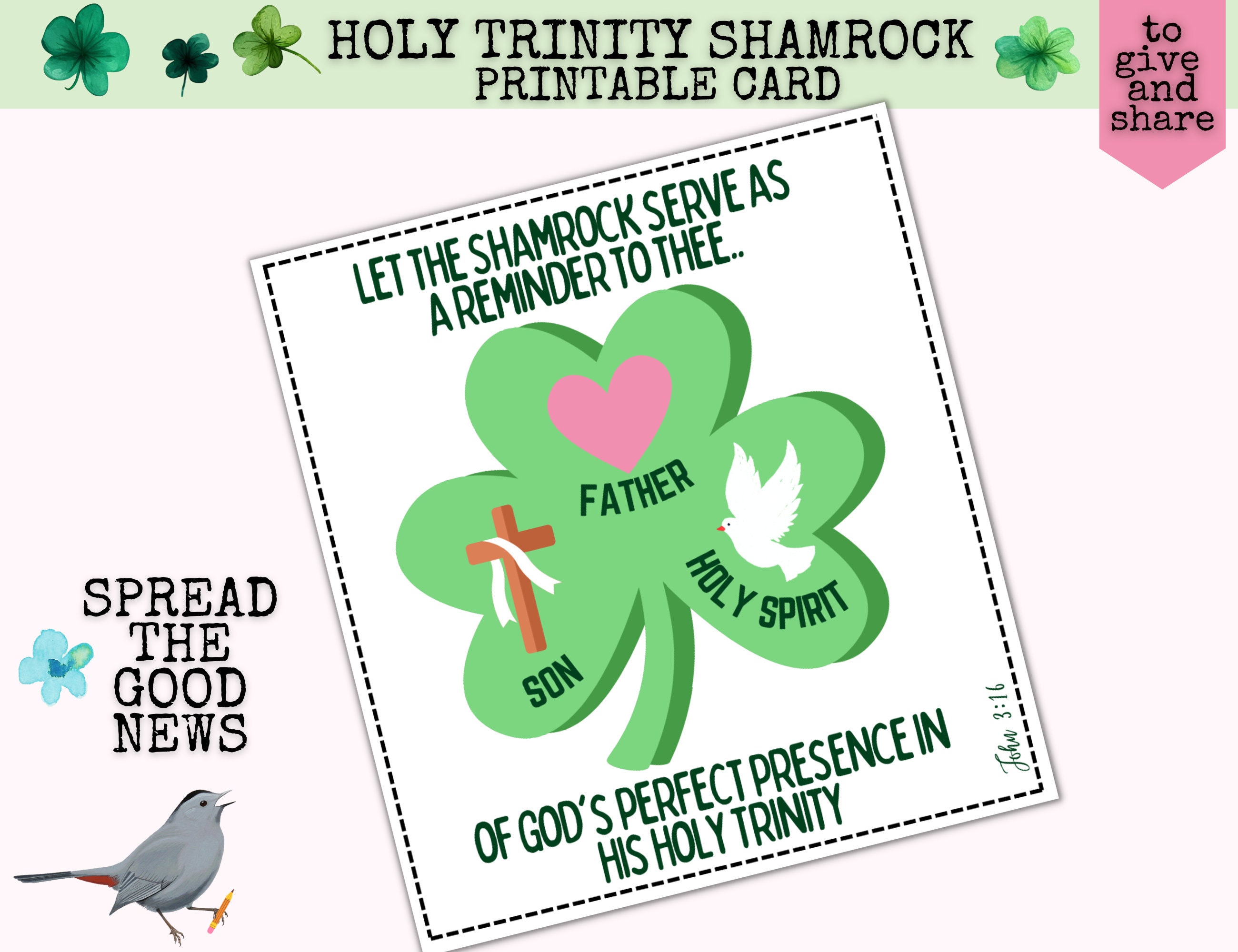 Shamrock Holy Trinity - St. Patrick's Day Bible Verse Cards, Father ...