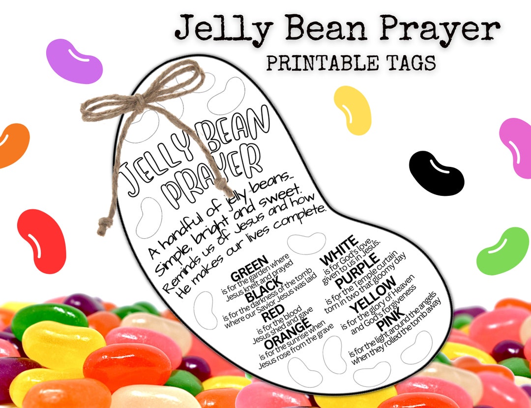 Jesus Jelly Bean Prayer Tag Easter Treat Handout for Kids, School ...