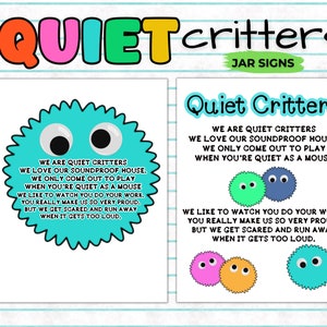 Quiet Critter Poem Sign for Jar, Classroom Behavior Management Fuzzies ...