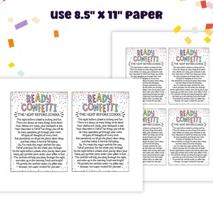 Ready Confetti Back to School Printable Tags, Night Before School Gift ...