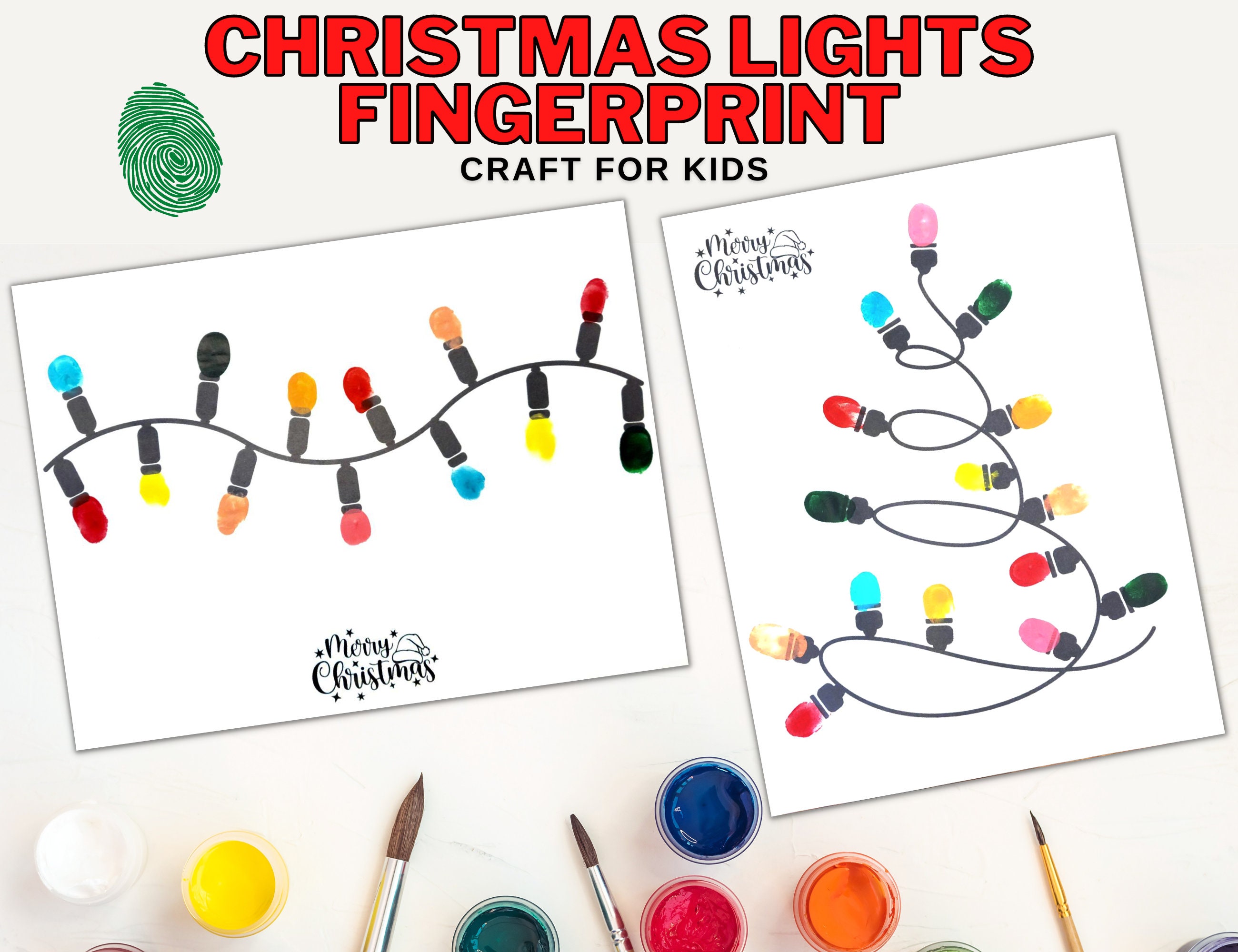Christmas Tree Lights Fingerprint Craft, Thumbprint Craft for Kids ...
