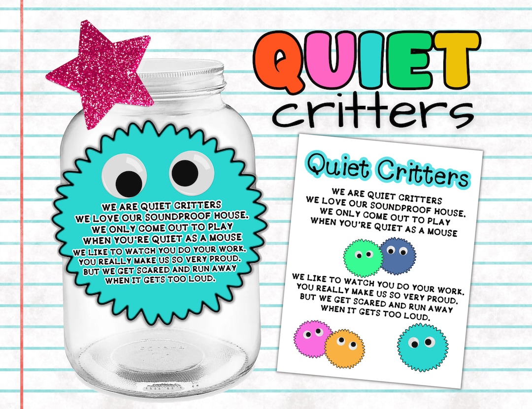 Quiet Critter Poem Sign for Jar, Classroom Behavior Management Fuzzies ...