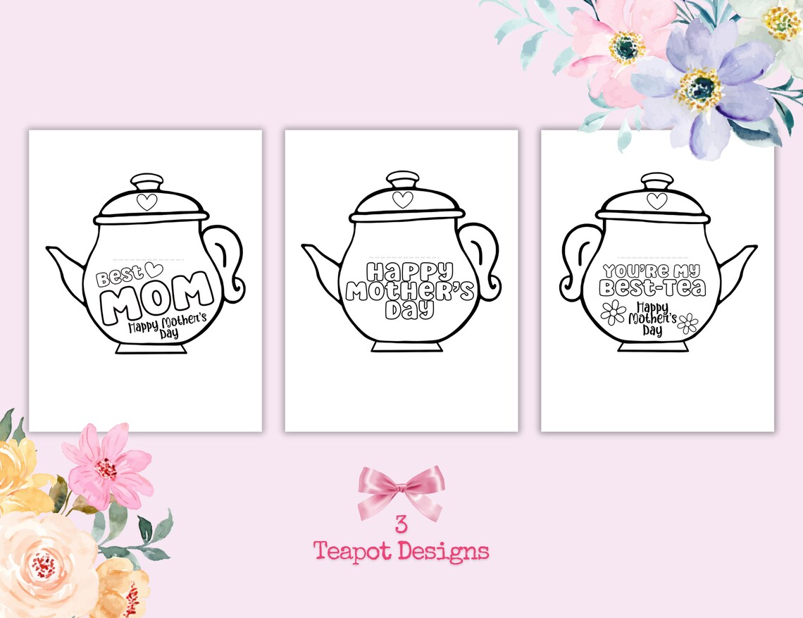 Printable Mother's Day Teapot Craft Kids Activity Tea Lover Gift for ...